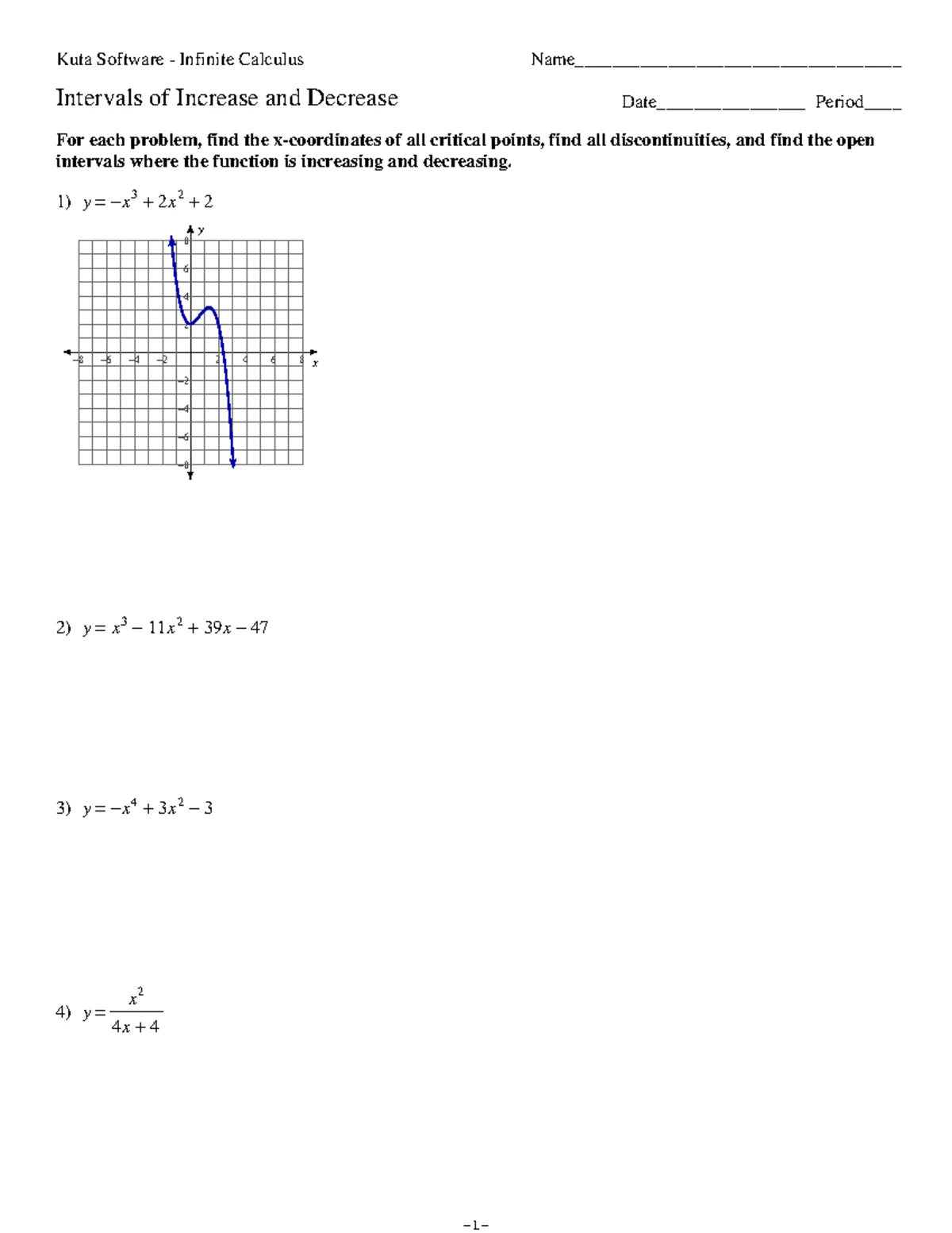 Kuta Software Infinite Calculus Worksheet: Evaluating Limits at ...