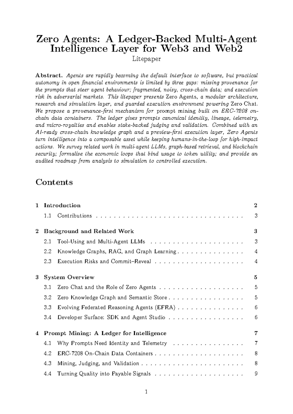 Zero Agents: A Modular Intelligence Layer for Web3 and Web2 Litepaper ...