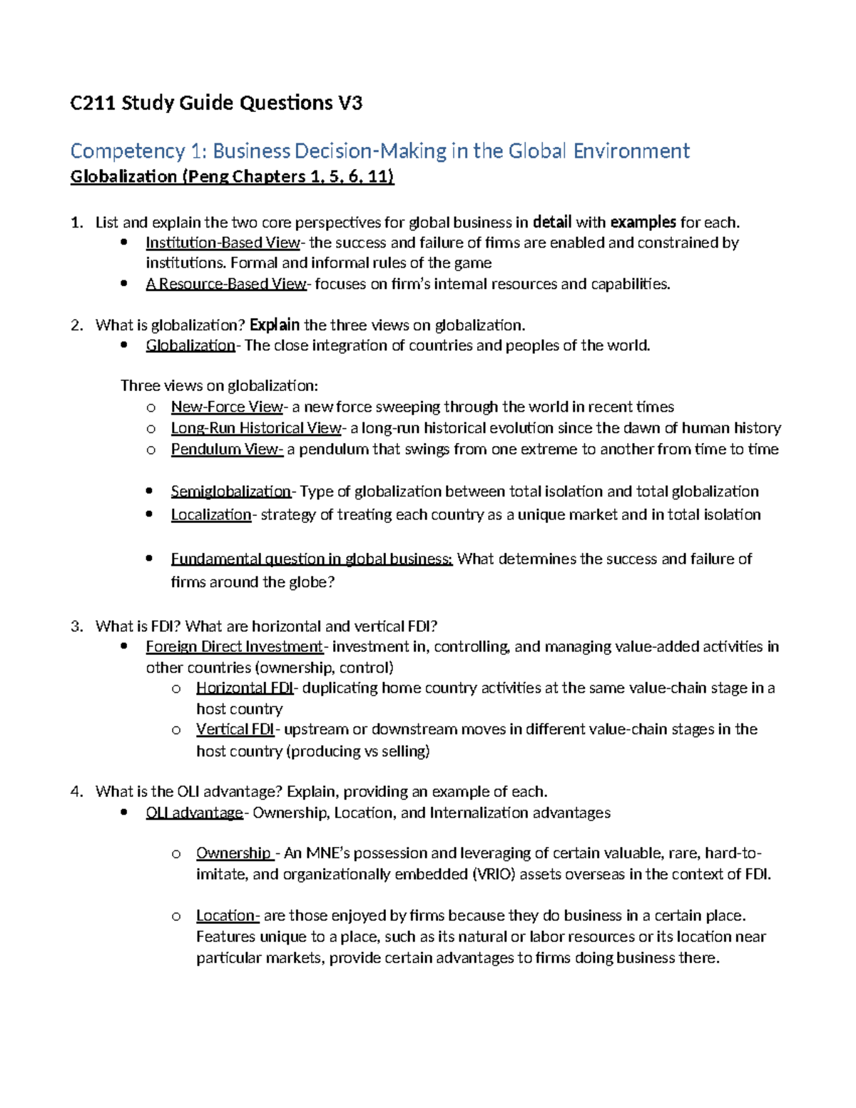 C211 Comprehensive Study Guide Questions for Business Decision-Making - Studocu