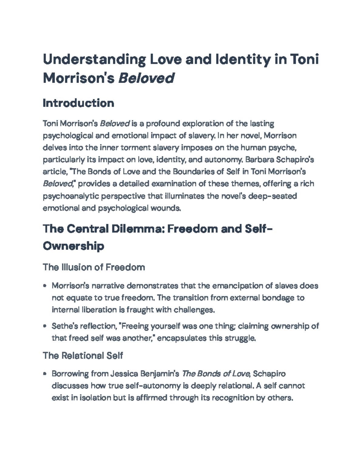 Exploring Love & Identity in Toni Morrison's Beloved: Insights ...