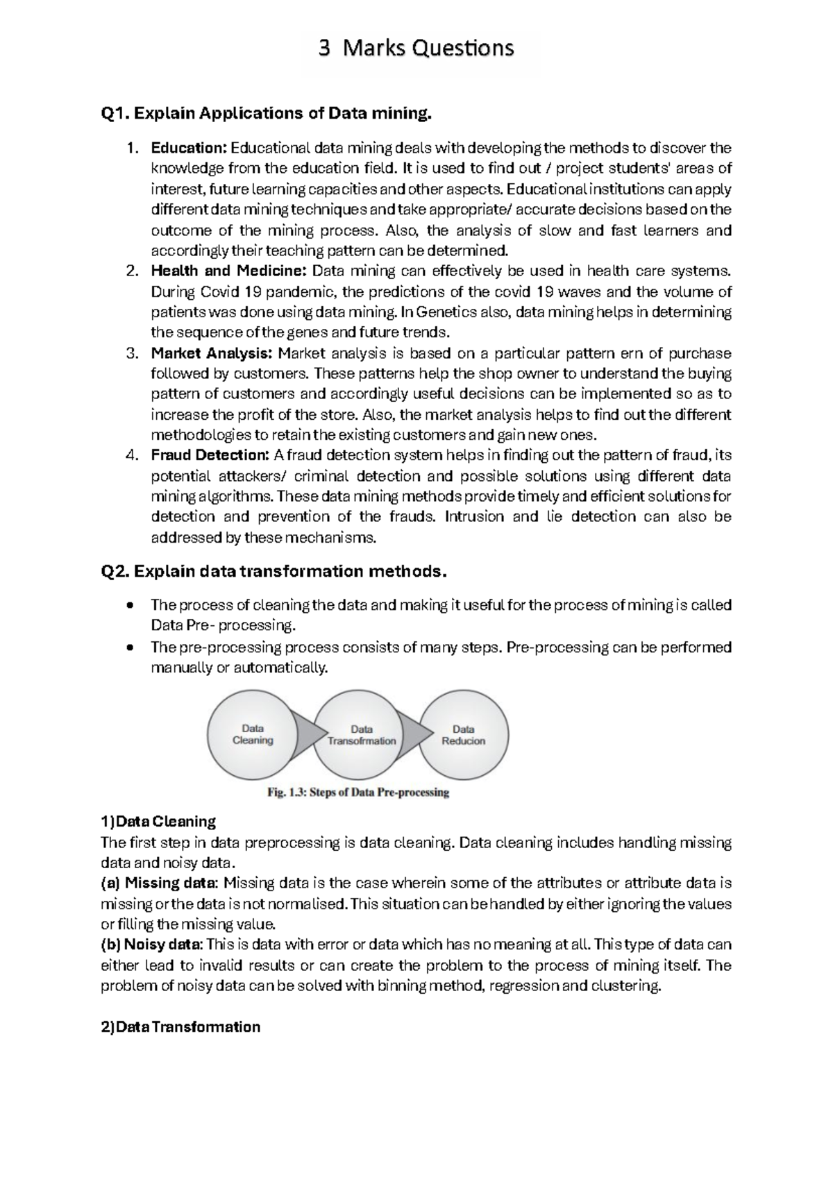 DMDS 3 Marks Questions: Applications of Data Mining and Data ...