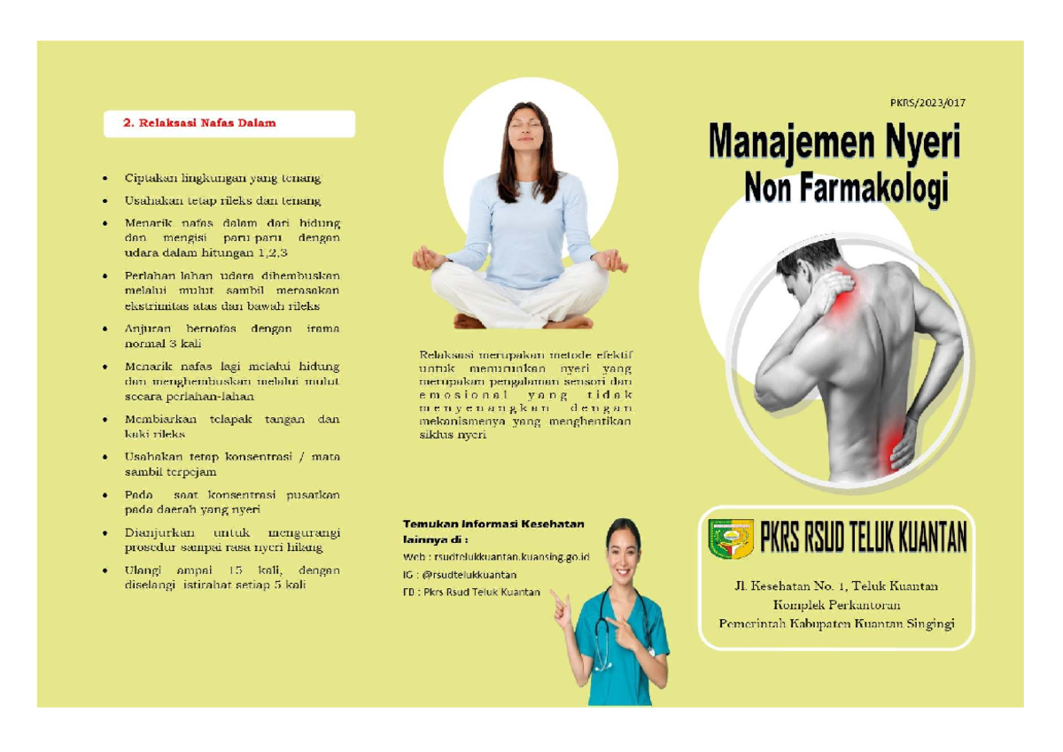Leaflet Manajemen Nyeri Pasca Operasi: Teknik Relaksasi Nafas - Studocu