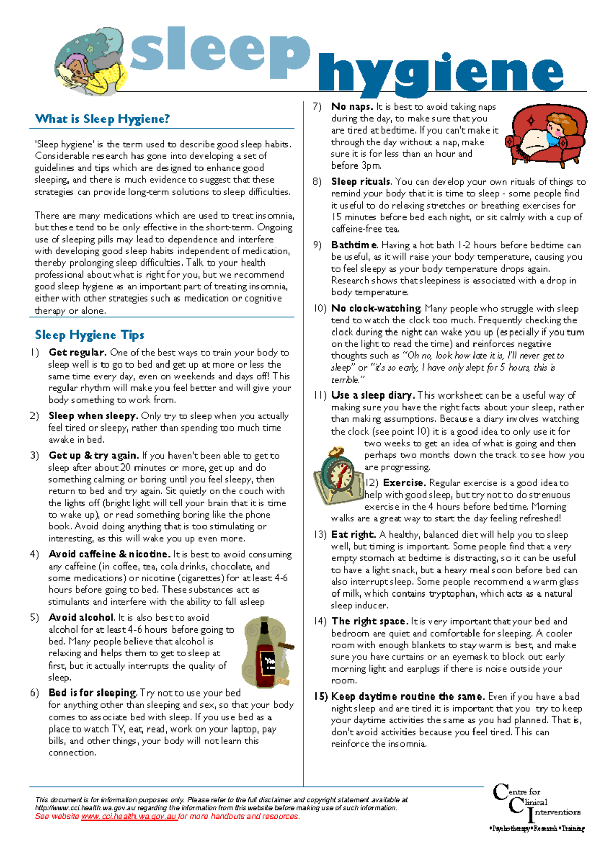 Sleep information sheet sleep hygiene - This document is for ...