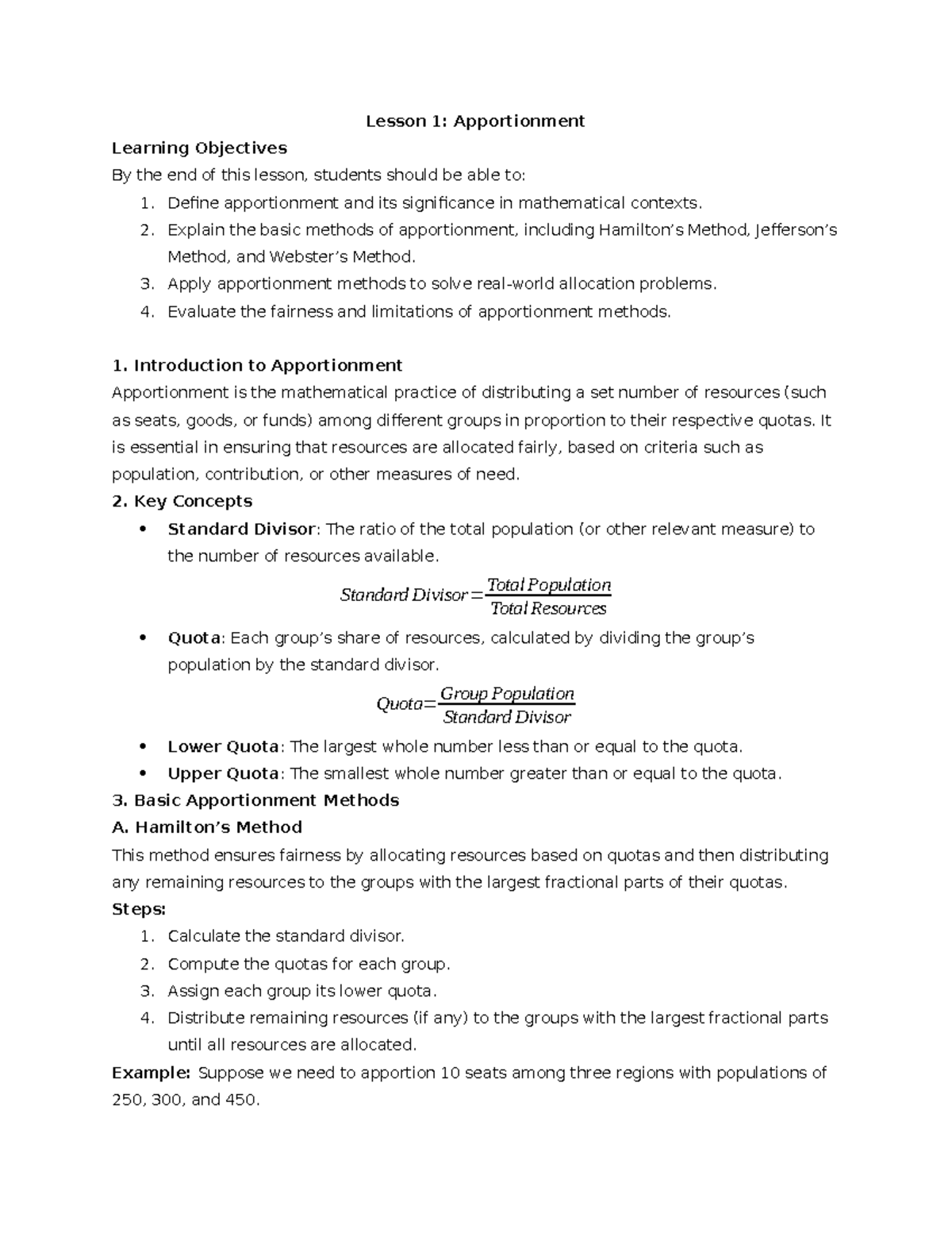 Learning Material Lesson 1 to 3 - Lesson 1: Apportionment Learning ...