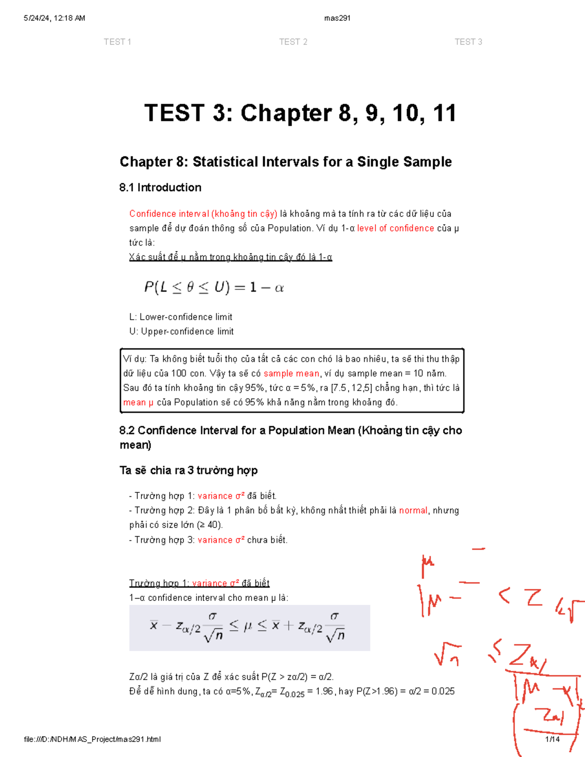 Mas291 - Test 3: Confidence Intervals and Hypothesis Testing - Studocu