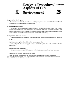 CIS 4: General Controls in a CIS Environment - Chapter Notes - Studocu