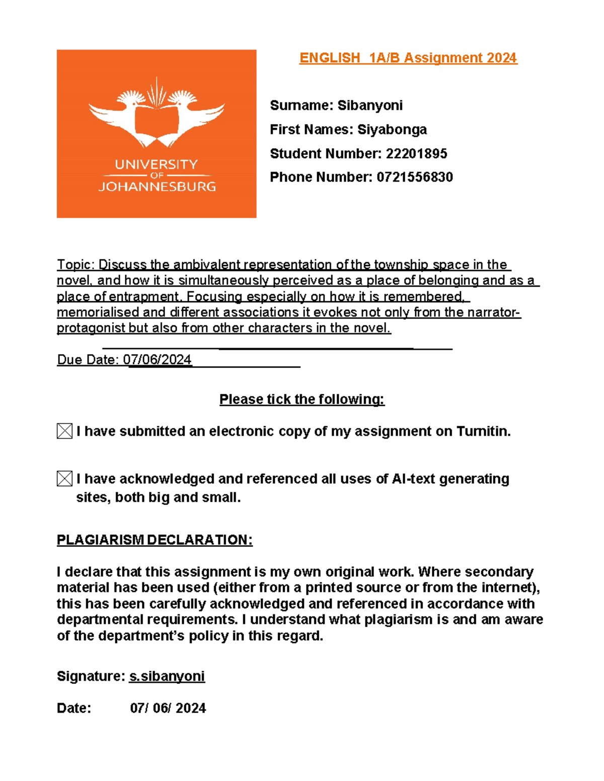 ENGL 1A/B Essay 2024: Analyzing Township Space in Mhlongo's After Tears ...