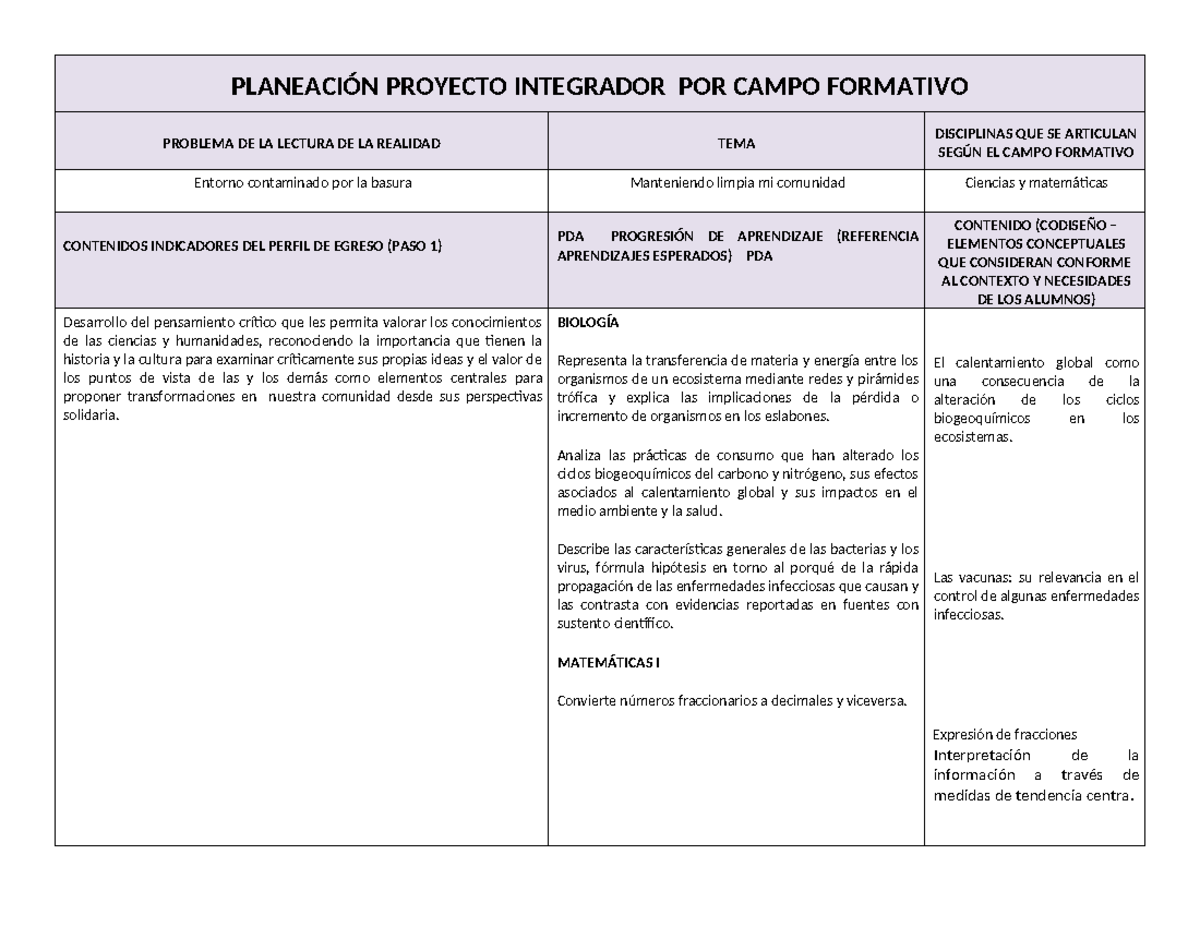 Proyecto Integrador: Planificación y Estrategias de Aprendizaje ...