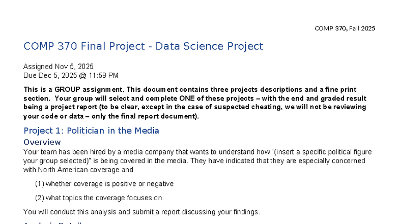 COMP 370 2024 Final Project with Details - COMP 370 Final Project ...