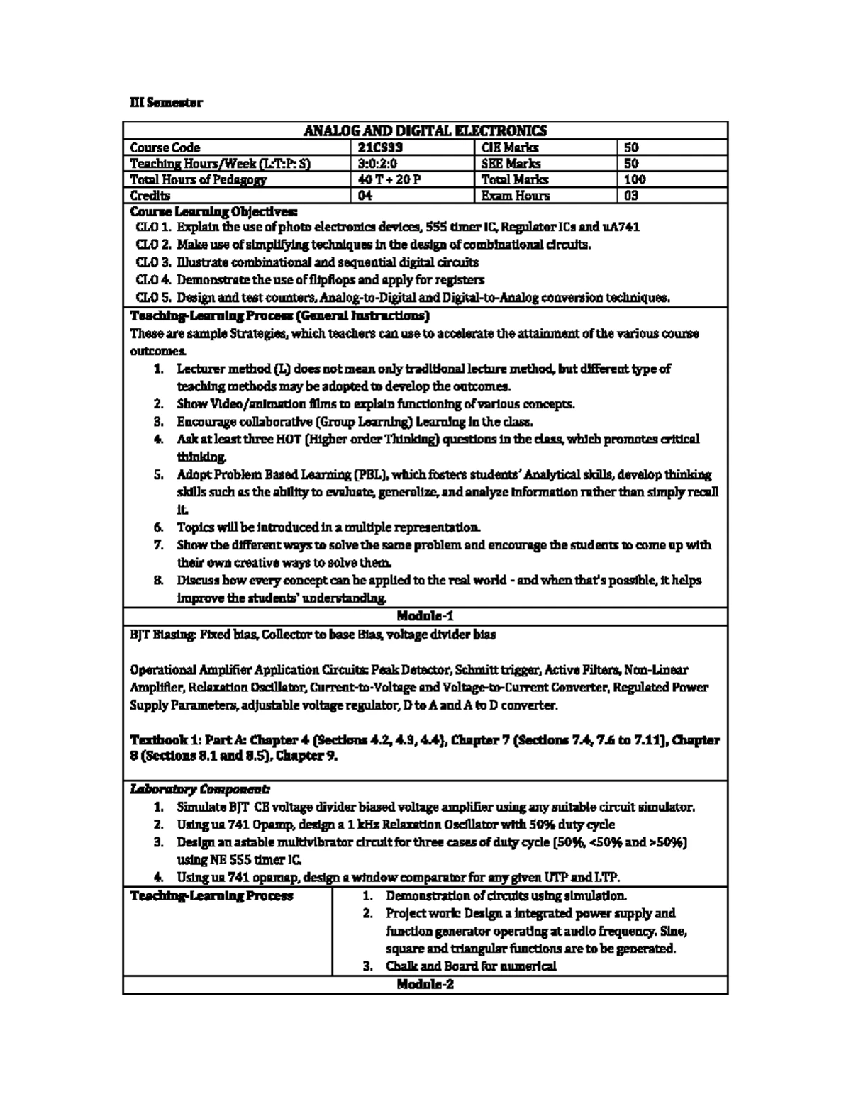5th Semester Syllabus - B. E. (EC / TC) Choice Based Credit System ...