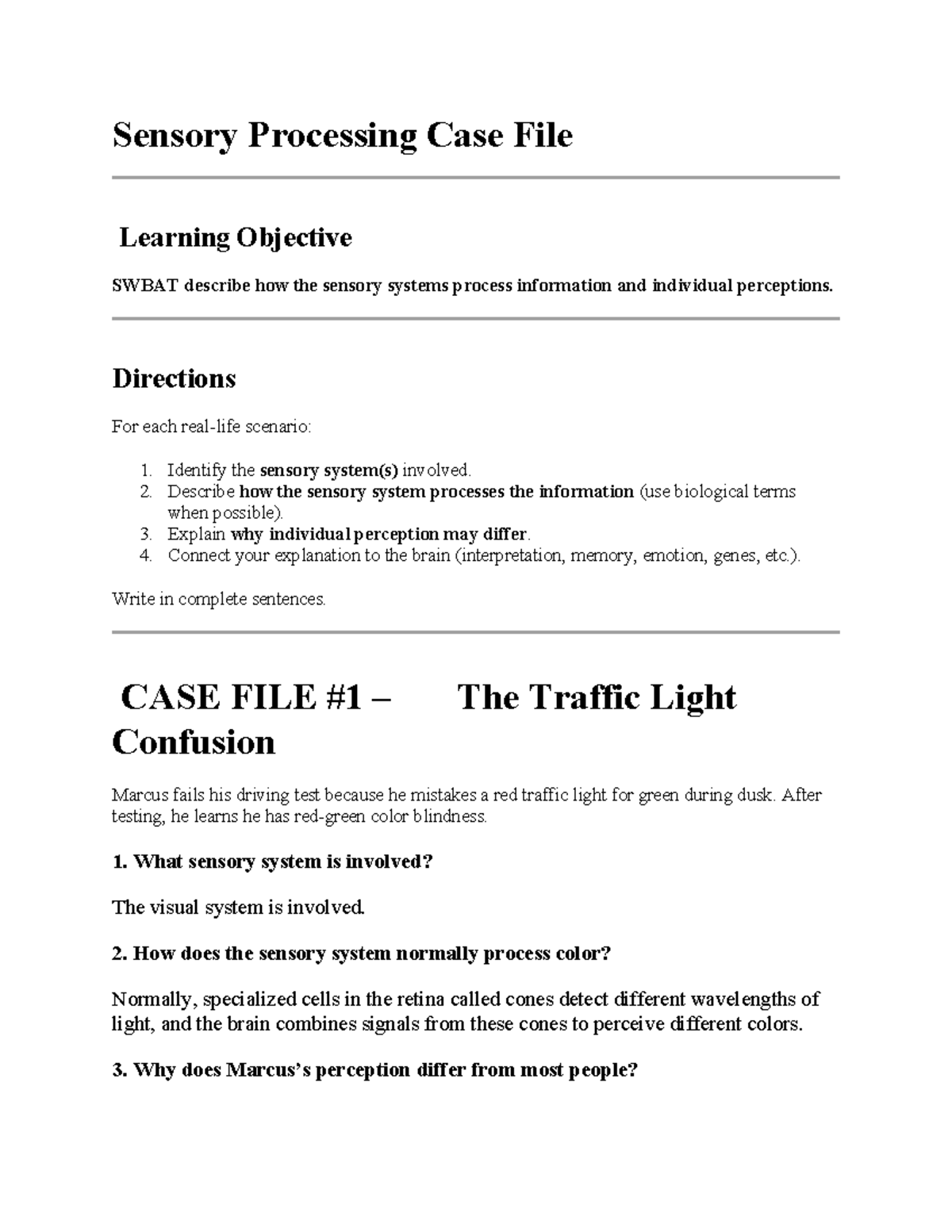Sensory Processing Case Study: Understanding Perception Differences ...