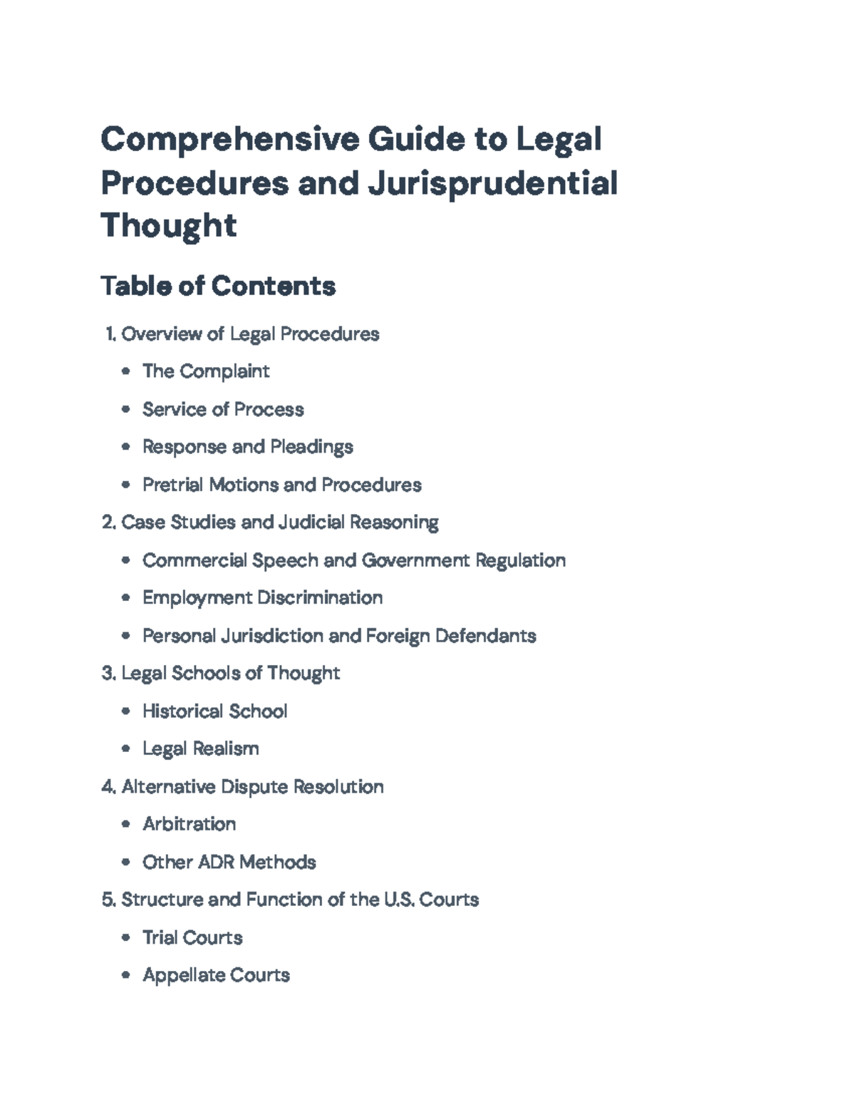 Comprehensive Overview of U.S. Legal Procedures (LAW 101) - Studocu