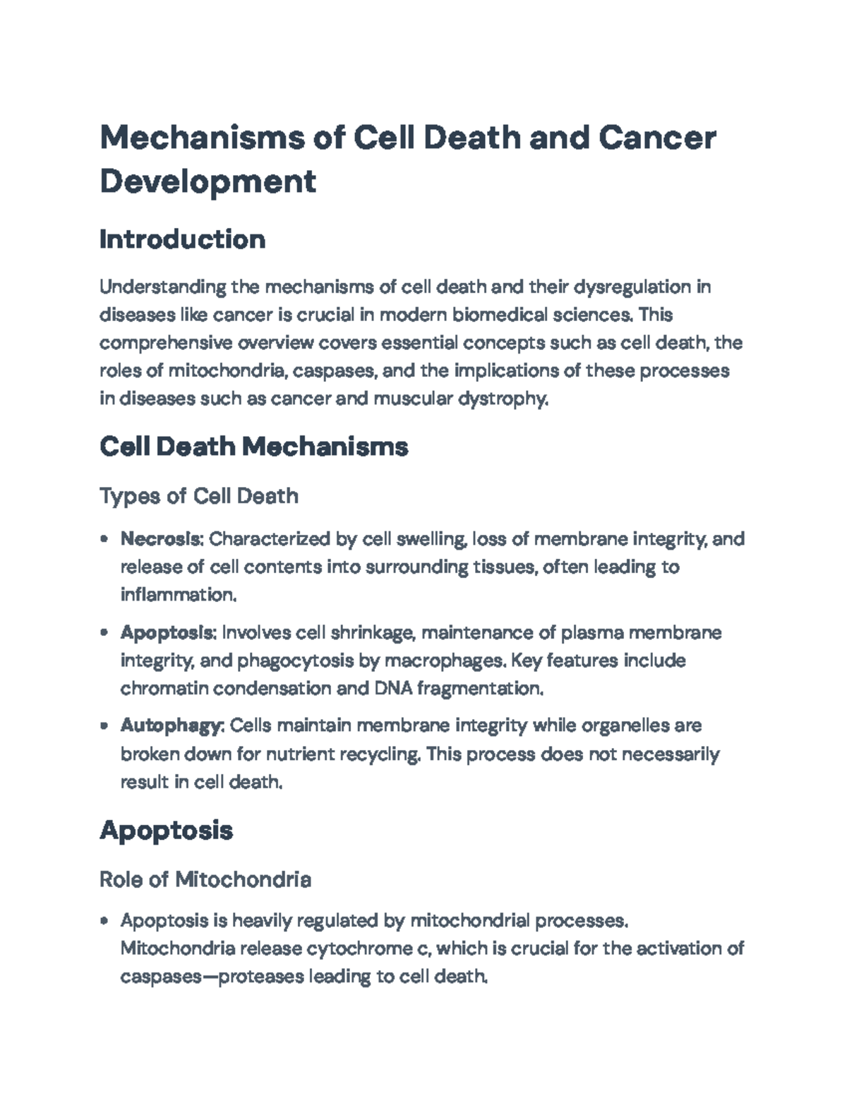 Mechanisms of Cell Death and Cancer: Overview and Implications ...