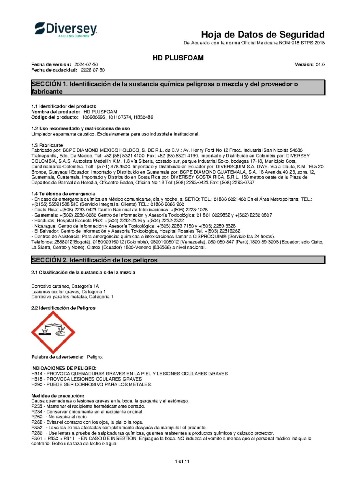 Hoja de Datos de Seguridad HD PLUSFOAM - MSDS Versión 01.0 - Studocu