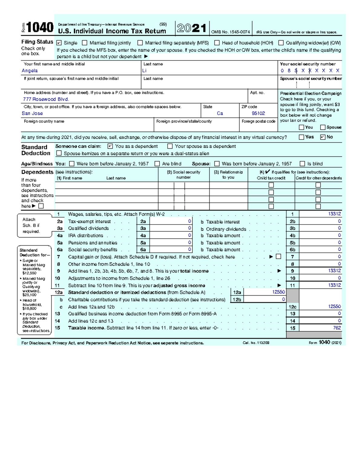 Form 1040 U.S. Individual Income Tax Return 2021 - Guidelines - Studocu