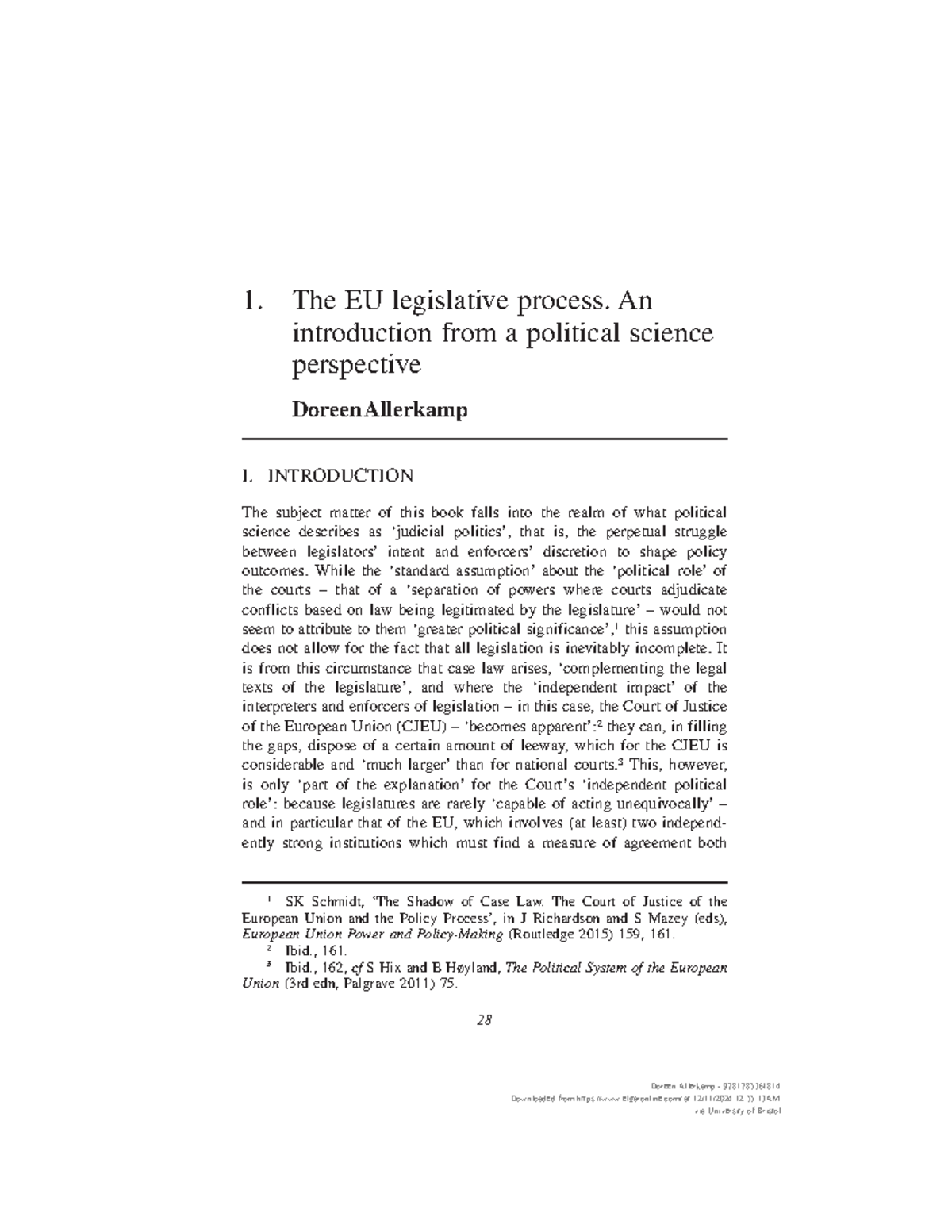-9781785361807 - my notes - 1. The EU legislative process. An ...