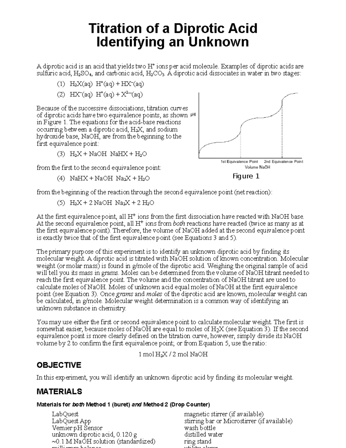 Identiftying an unknown acid by titrationdocx - Titration of a Diprotic Acid Identifying an ...