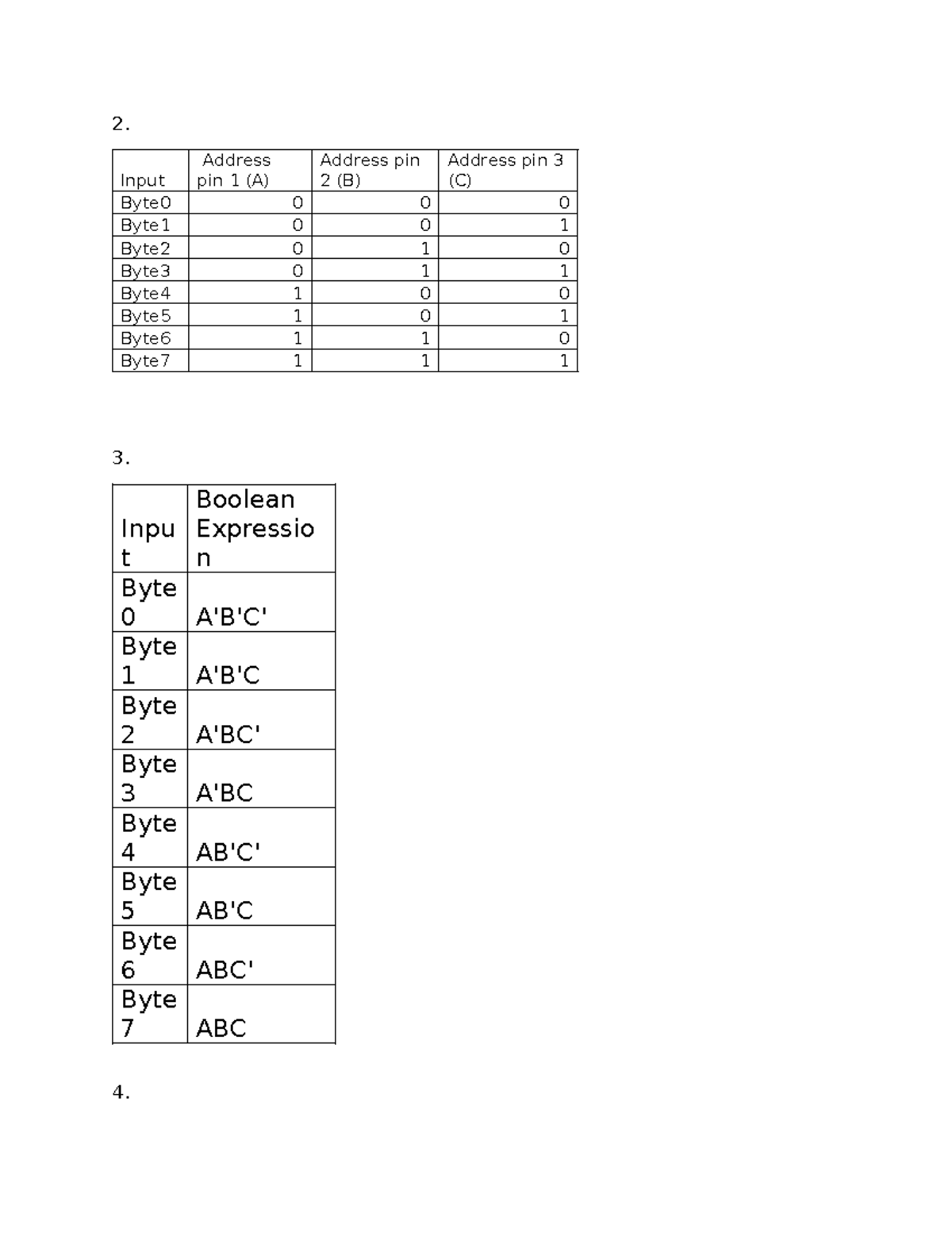 Lab Submission 2 - 2. Input Address pin 1 (A) Address pin 2 (B) Address ...
