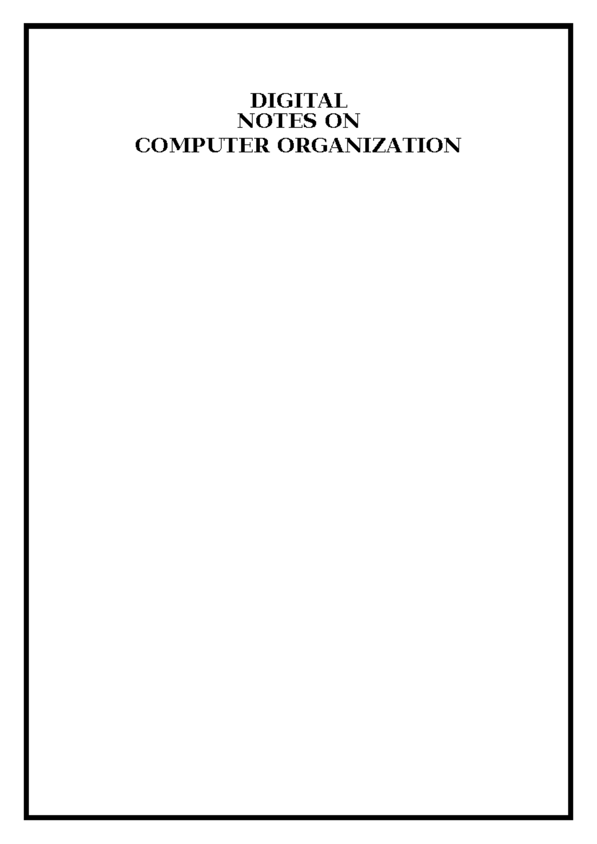 COA Notes: Computer Organization Concepts and Key Components - Studocu