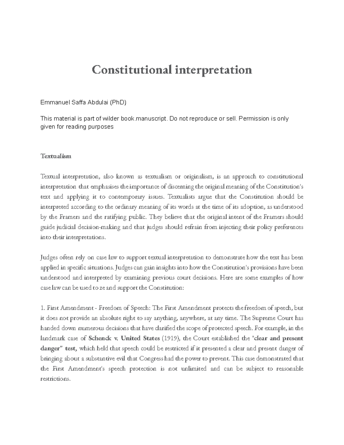Constitutional Law 101: Course Outline & Textual Interpretation - Studocu