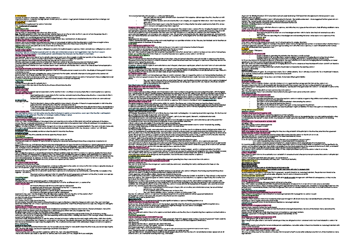 Contract Law Cheat Sheet: Midyear Exam Guide (LAW101) - Studocu
