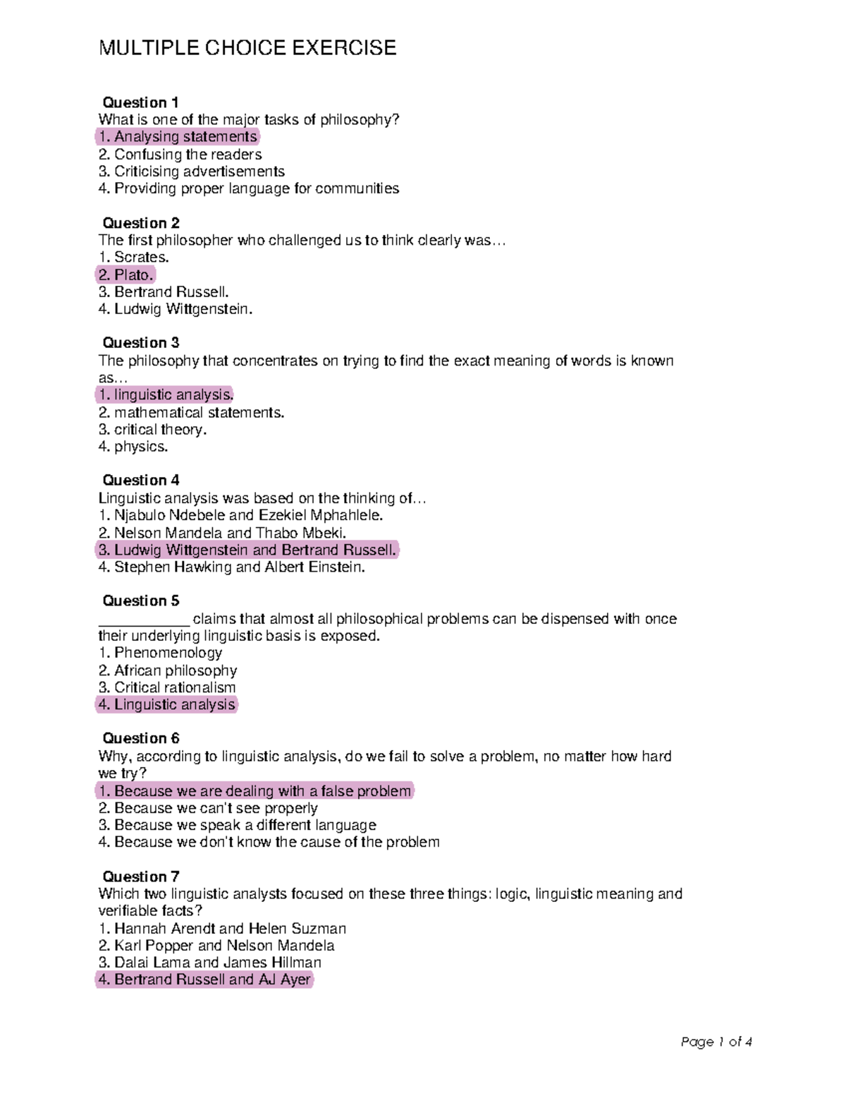 PDU3701 Multiple-Choice Exercise with Correct Answers (25 Questions ...
