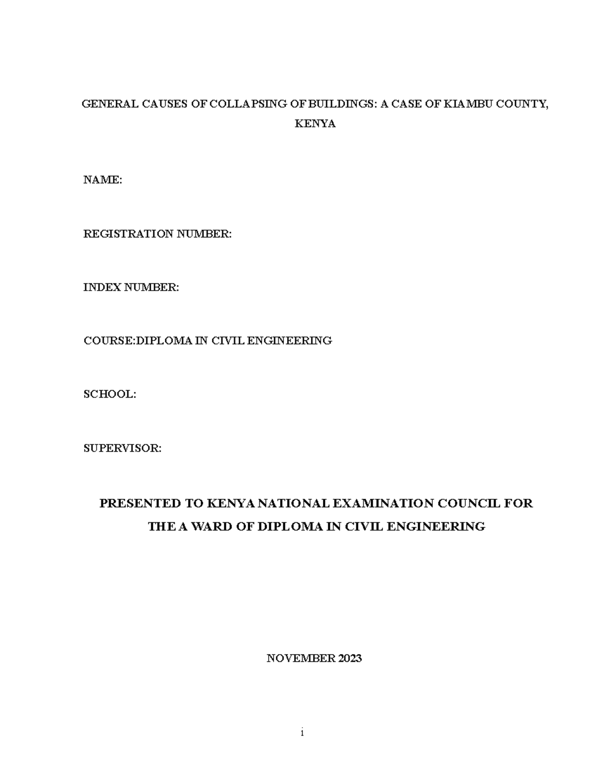 General Causes of Building Collapse: A Study of Kiambu County (DCE ...