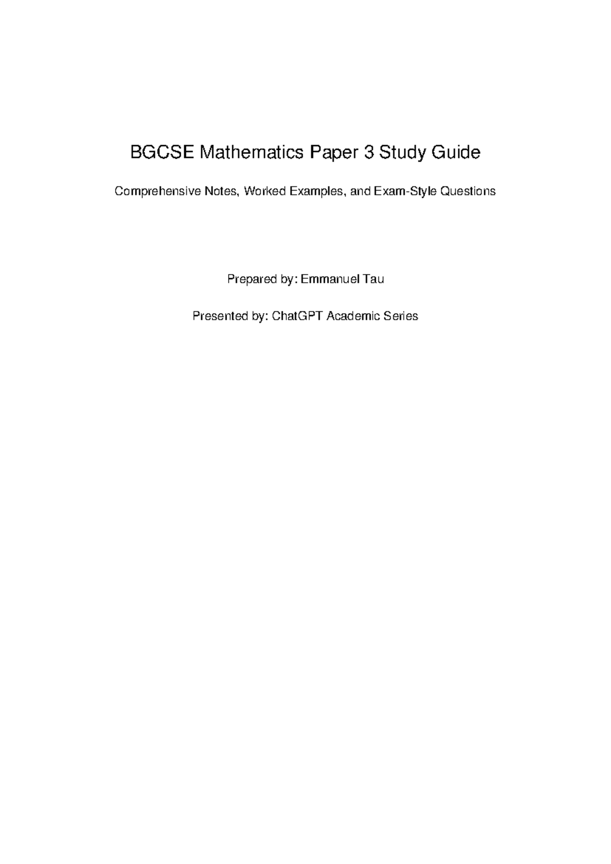 BGCSE Mathematics Paper 3 Study Guide: Comprehensive Notes & Examples ...