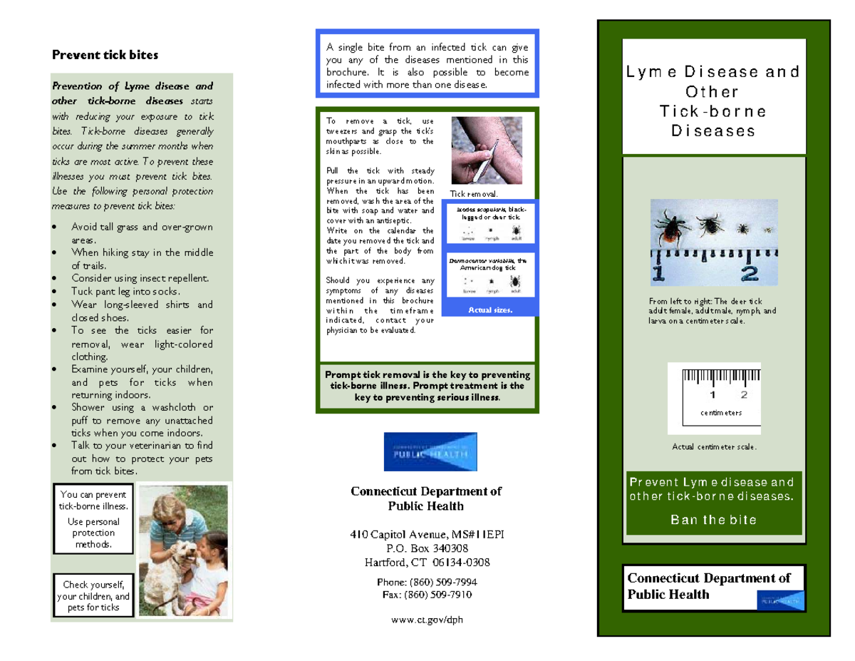 DPH Tickborne Disease Brochure: Preventing Lyme Disease & Tick Bites ...
