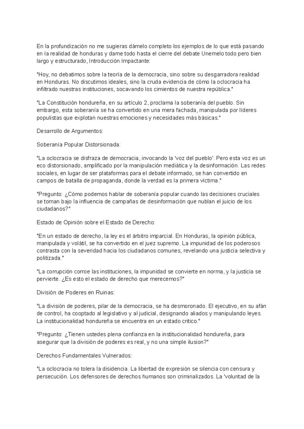 Oclocracia en Honduras: Realidad y Desafíos en el Debate Democrático ...