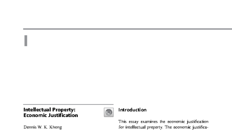 Intellectual Property (IP) Economic Justification: A Comprehensive ...