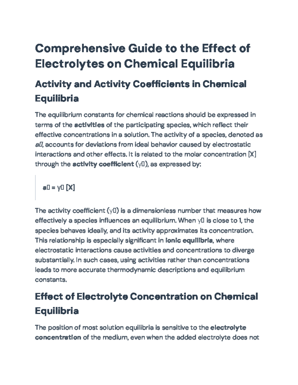 Comprehensive Guide to CHEM 101: Electrolytes & Chemical Equilibria ...