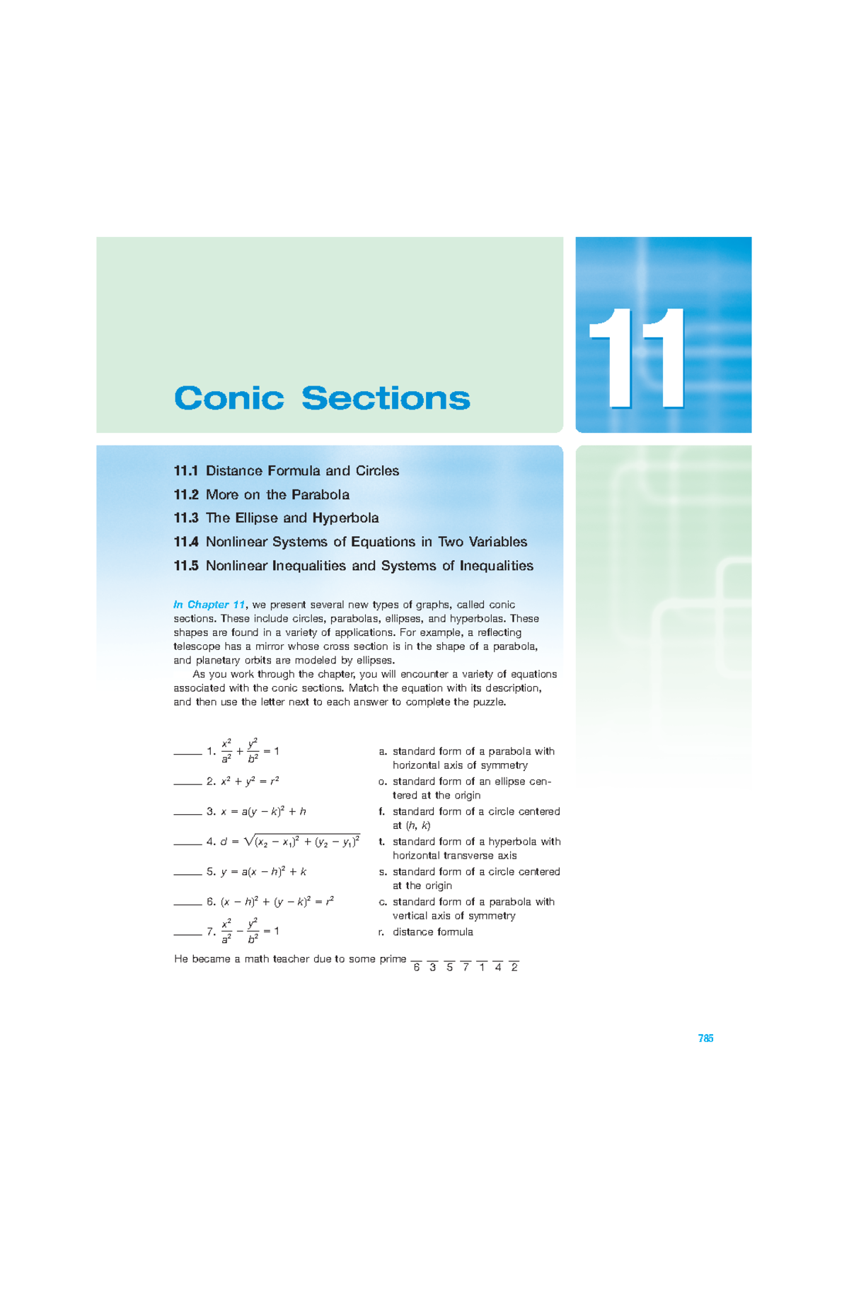 Ch11 SE(Analytic Geometry) - Conic Sections ####### 785 ####### In ...