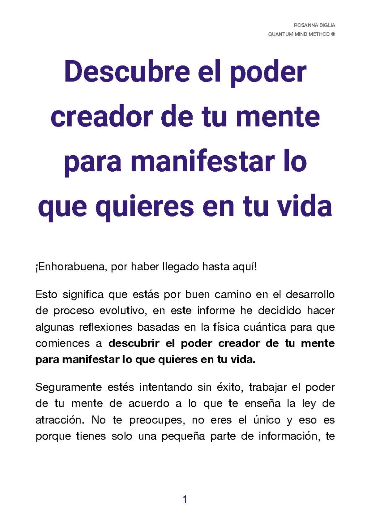 QUANTUM MIND METHOD®: El Poder Creador de Tu Mente para Manifestar ...