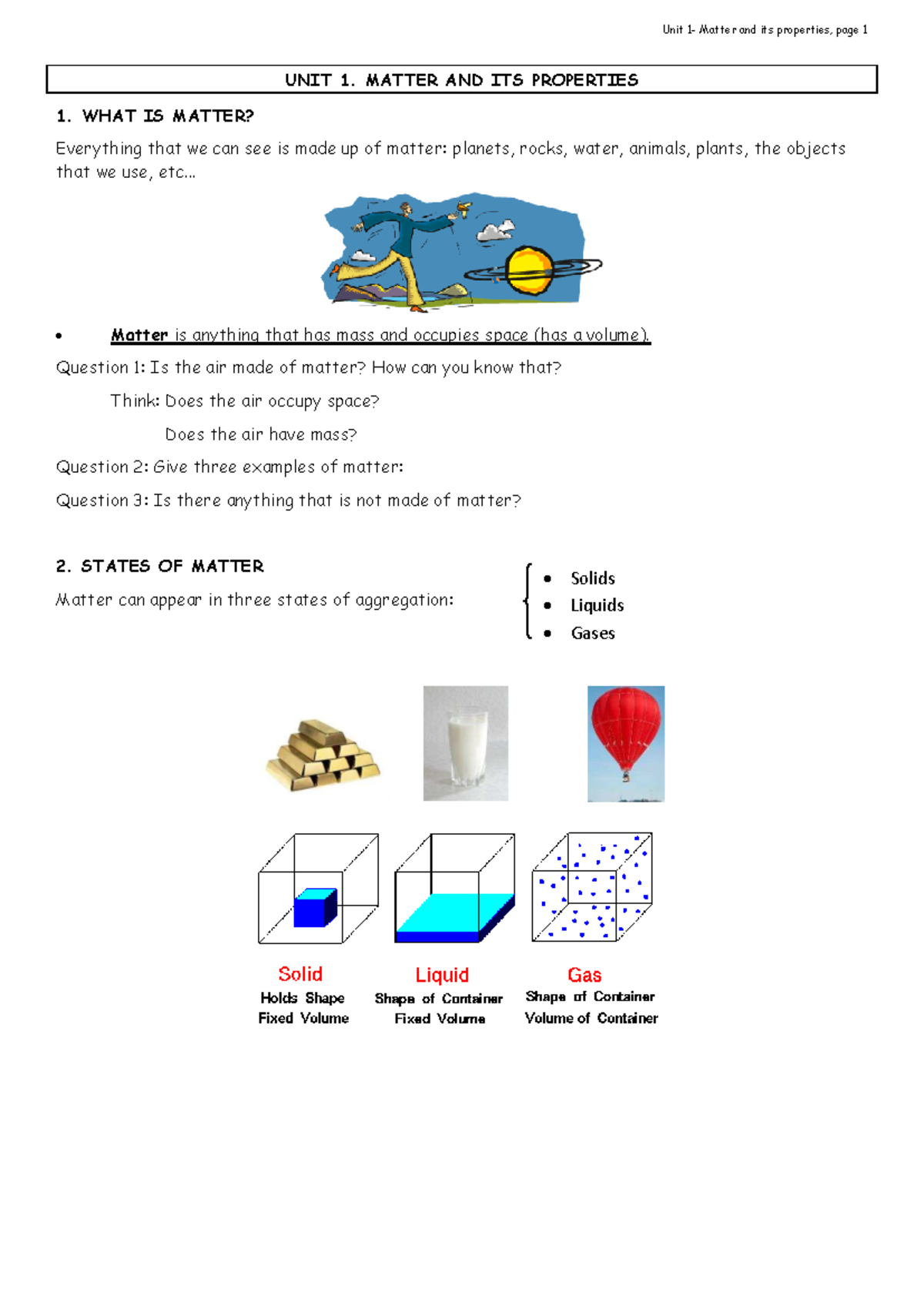Unit 1: Basics of Matter and Its Properties - Studocu