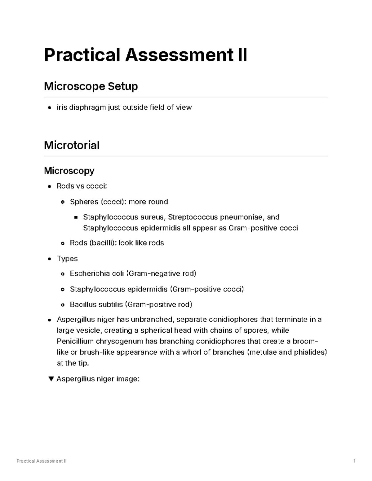 Biol1007 Practical Assessment II: Microscope Setup & Microbial Analysis ...