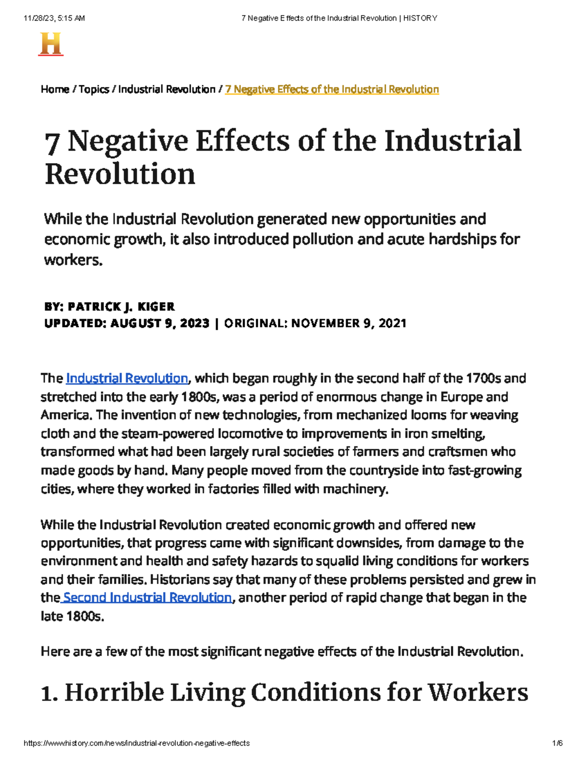 HIST 101: 7 Negative Effects of the Industrial Revolution on Society ...