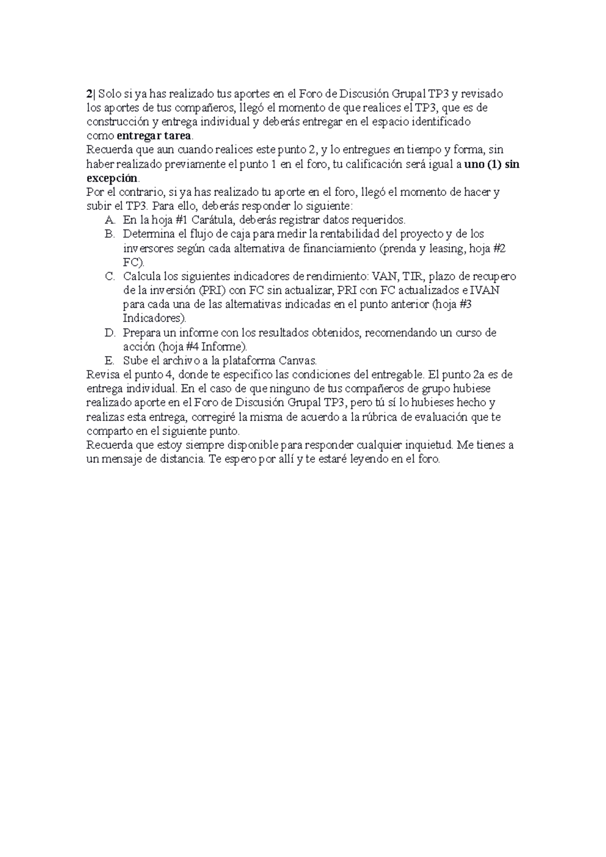 Consigna TP3 - Instrucciones para Entrega Individual y Evaluación - Studocu