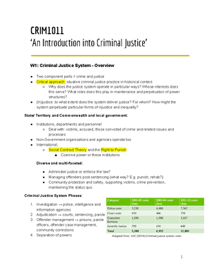 Criminal justice chapter 1 notes - Criminal justice chapter 1 notes The ...