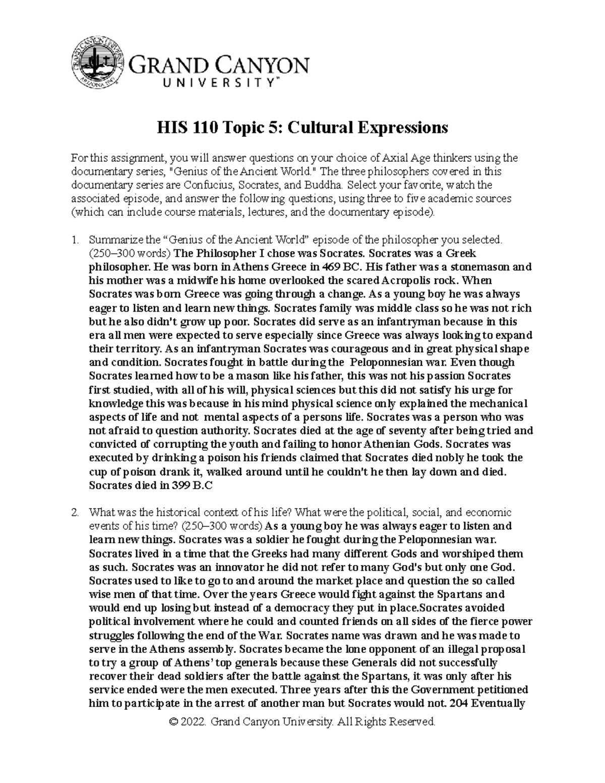 HIS-110 T5 Final Exam: Analyzing Socrates and His Influence - Studocu