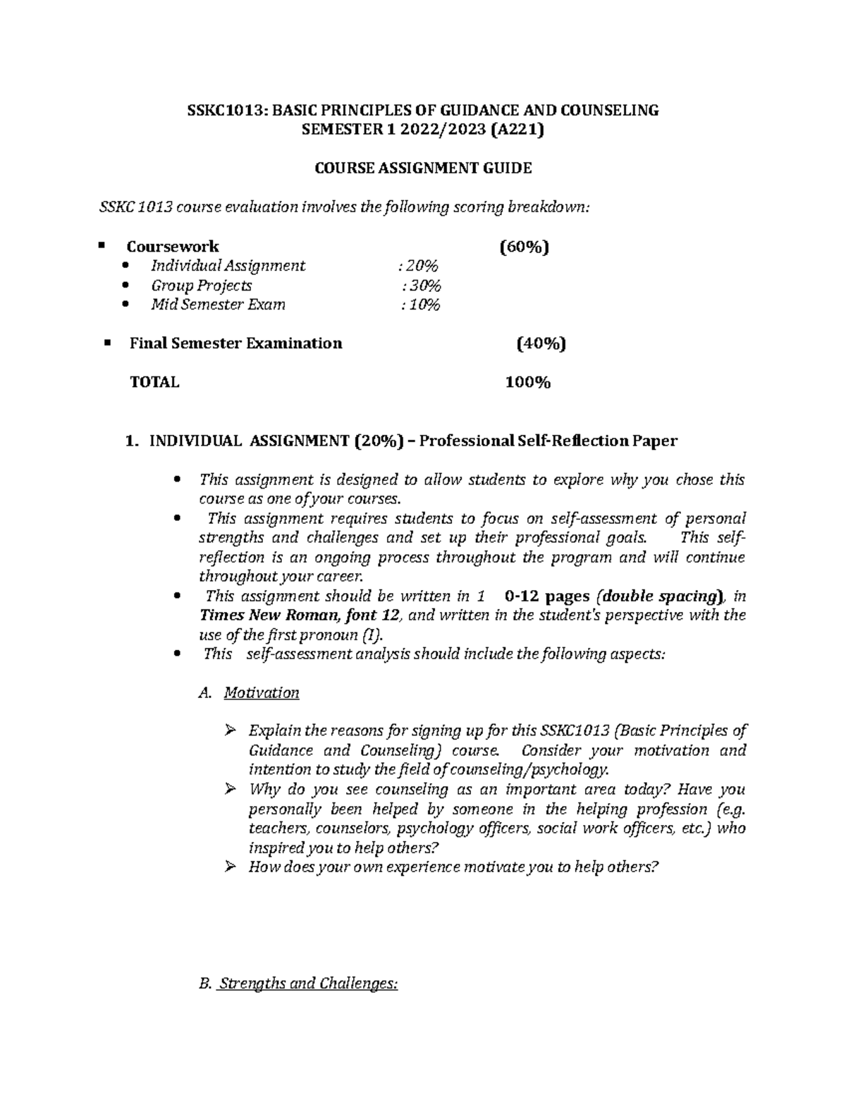 SSKC1013 - Assignment Guideline A221 - SSKC1013: BASIC PRINCIPLES OF ...