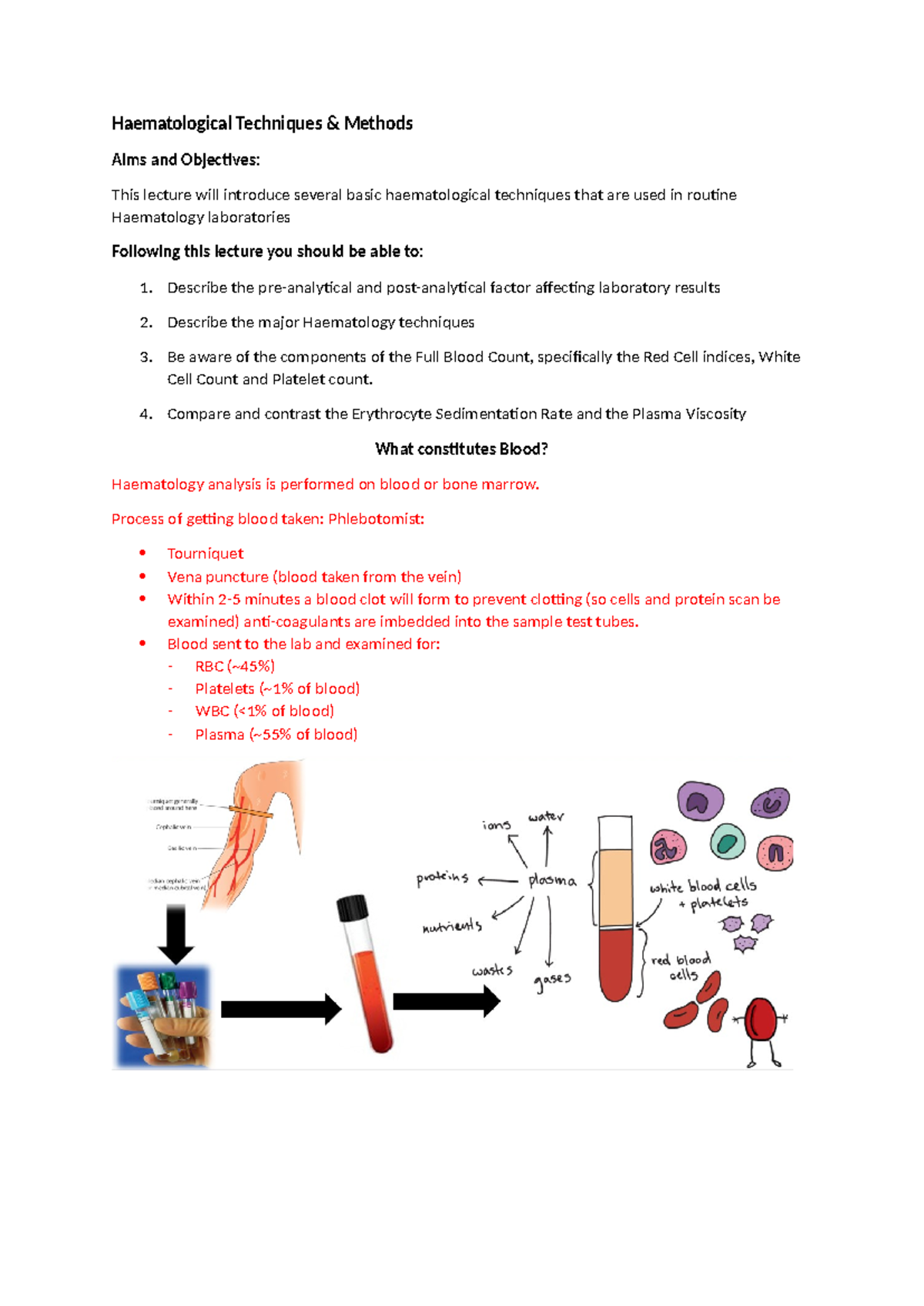 Haematological Techniques & Methods - Lecture Notes for HEMA101 - Studocu