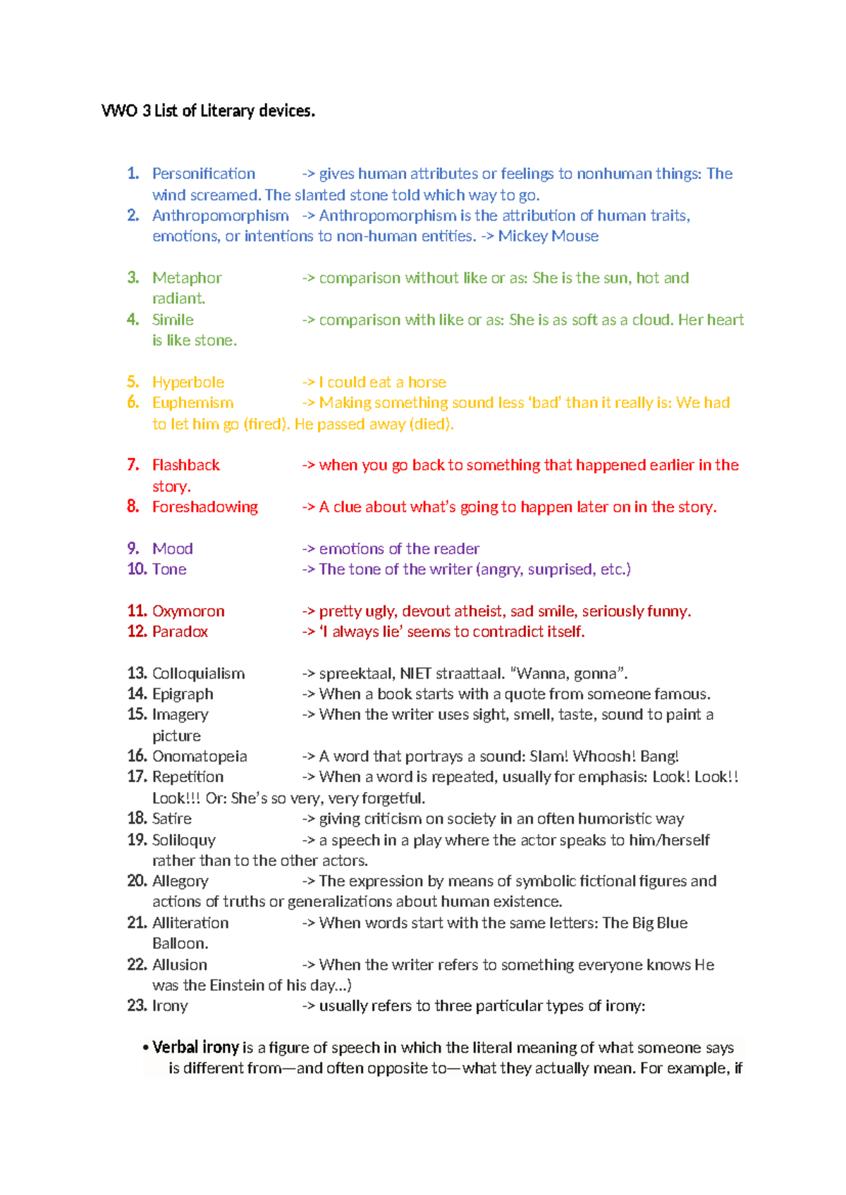 VWO 3 Literary Devices in "The Fault in Our Stars" - Studeersnel