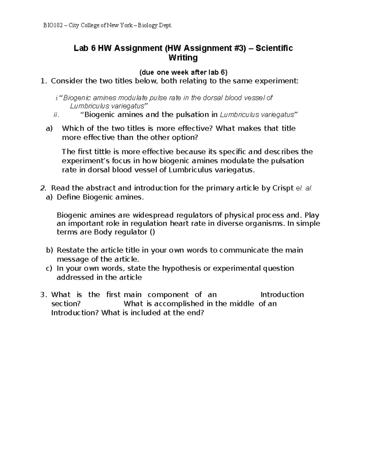 Lab 6 Homework Assignment #3: Scientific Writing and Analysis - Studocu