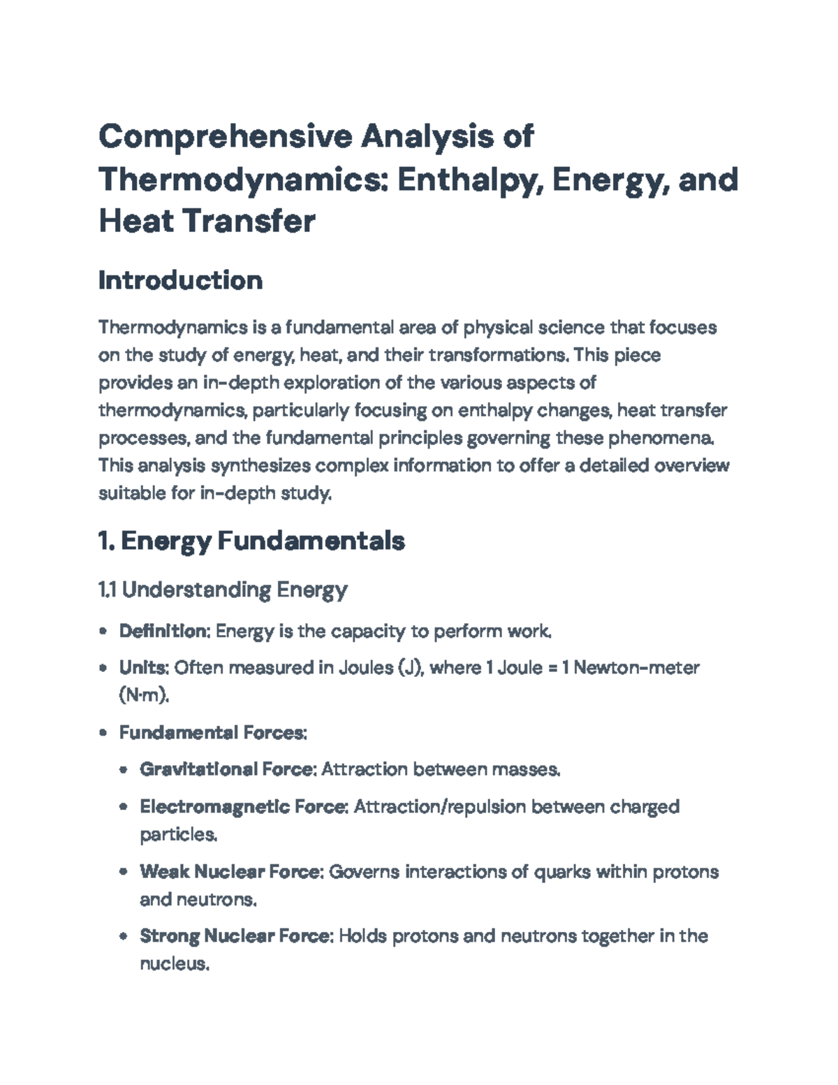 Thermodynamics 101: Enthalpy, Energy & Heat Transfer Explained - Studocu