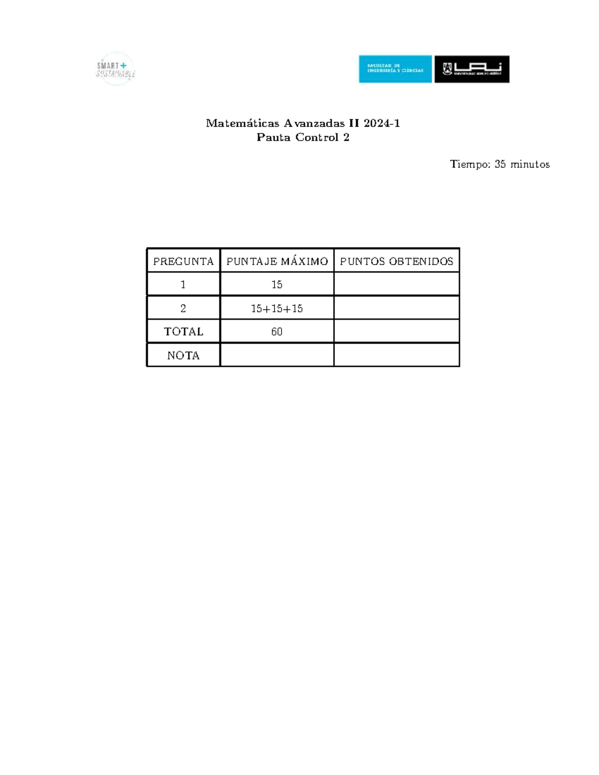 Control 2 V1 Mate Avanzada II 2024 1 sol - Matem ́aticas Avanzadas II 2024- Pauta Control 2 ...