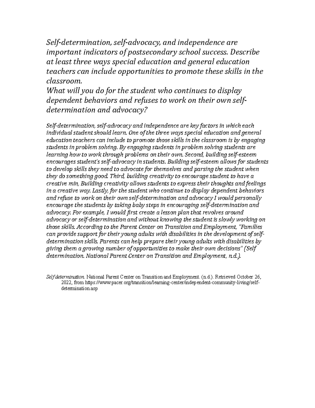 Promoting Self-Determination & Advocacy in ESD 530 Inclusive Classrooms ...