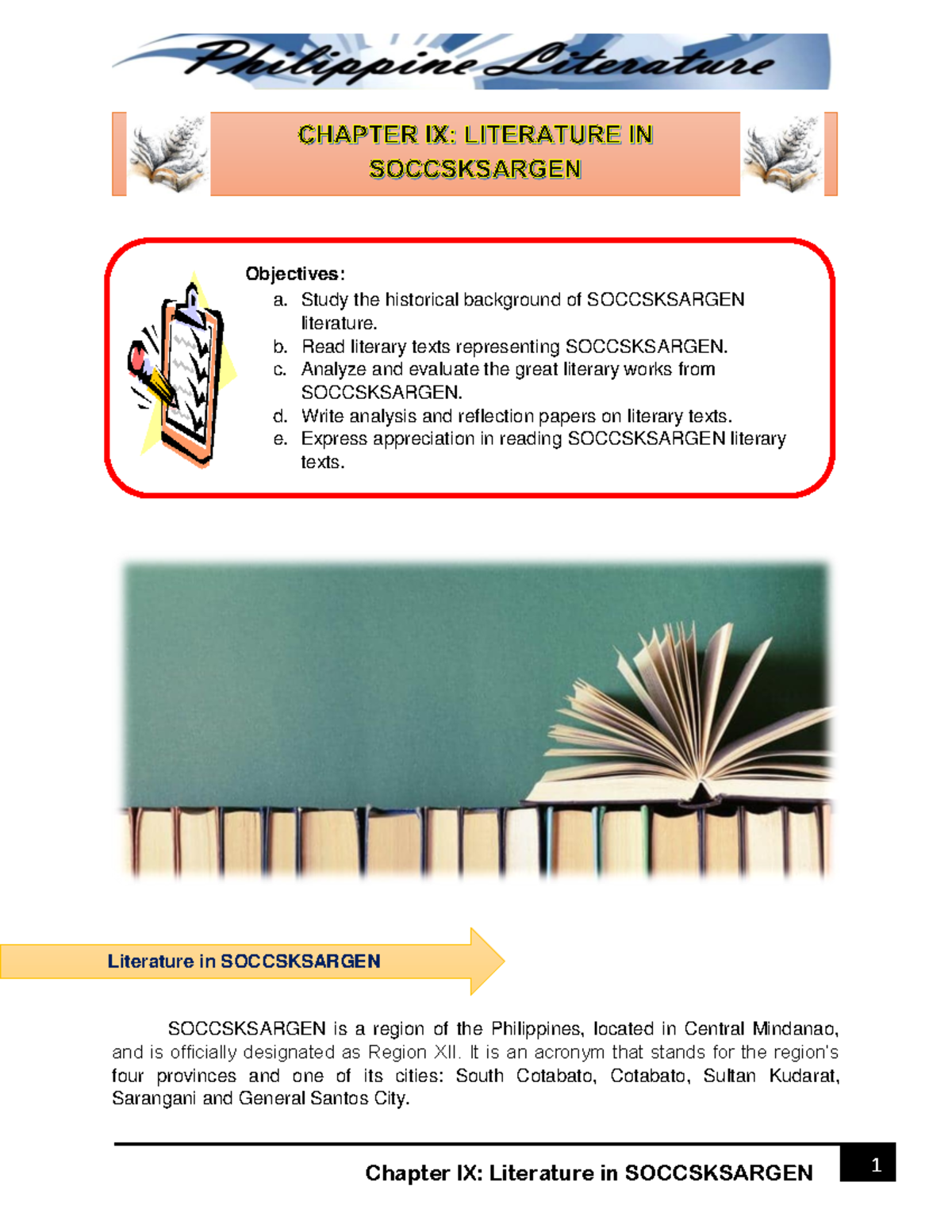 Chapter IX: An In-Depth Analysis of SOCCSKSARGEN Literature - Studocu