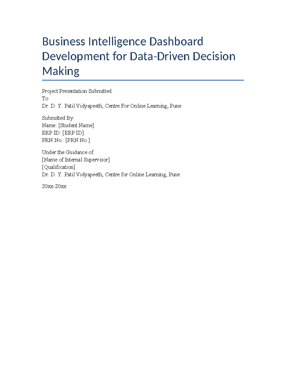 BI Dashboard Development Project Report for Decision Making - Studocu