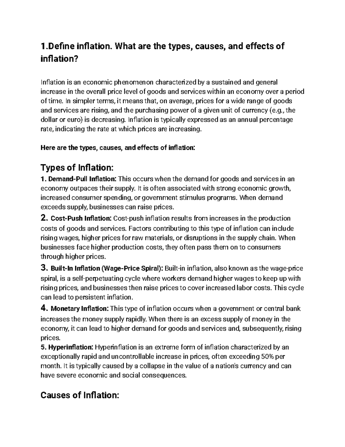 Inflation Explained: Types, Causes, Effects, and Economic Impact - Studocu
